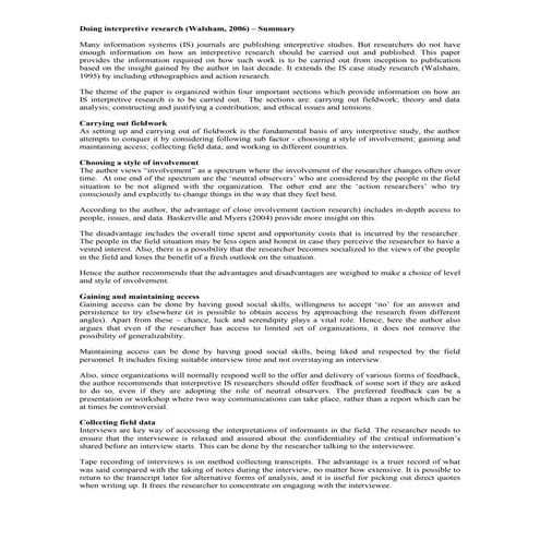 Doing Interpretive Research | DOC