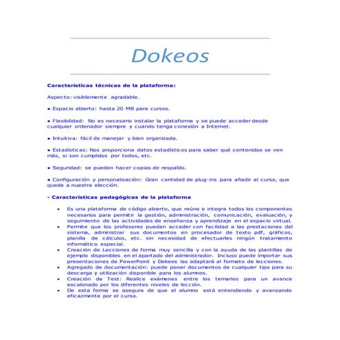 Dokeos. Plataforma LMS. Análisis | PDF