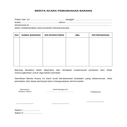 Contoh berita acara pemeriksaan dokumen | DOCX