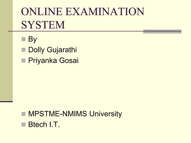 Online Examination System Presentation | PPTX