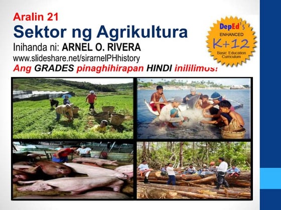 Ang Mga Sektor ng Agrikultura, paghahalaman, paghahayupan, pangugubat ...