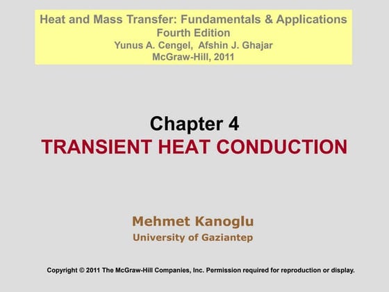 Chapter 4 TRANSIENT HEAT CONDUCTION | PPT | Physics | Science