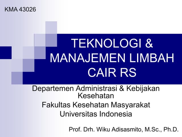 Teknik Pengolahan Limbah Cair Rumah Sakit | PPTX