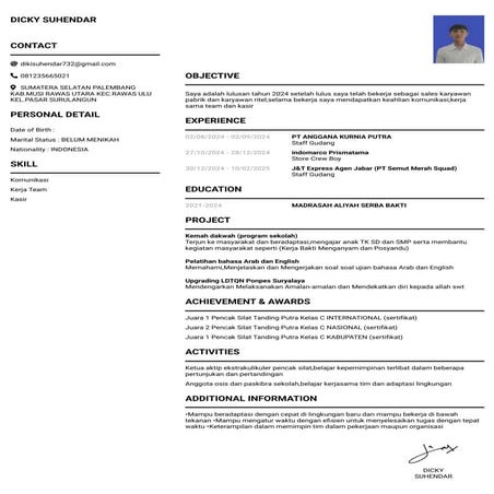 DOKUMEN CURRICULUM VITAE DICKY SUHENDAR (CV) | PDF