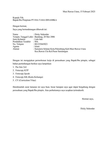 DOKUMEN CURRICULUM VITAE DICKY SUHENDAR (CV) | PDF