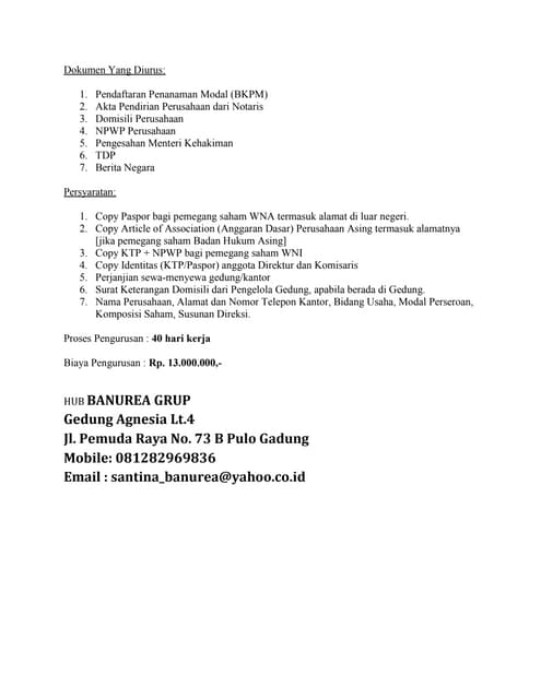 Urus izin usaha pma | DOCX