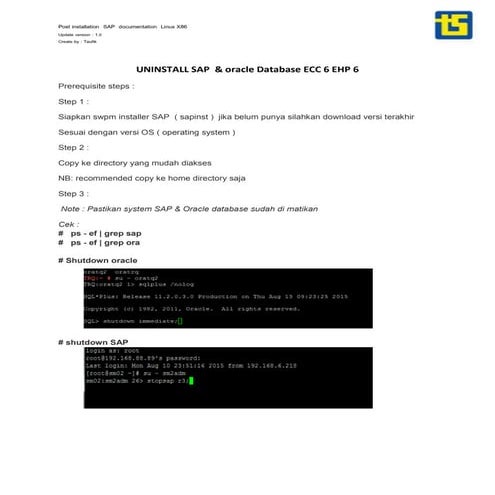 Dok uninstall sap by taufik | PDF