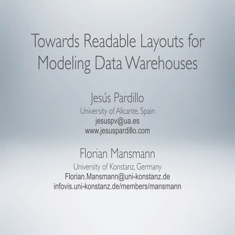 DOLAP 2010 - Towards Readable Layouts for Modeling Data Warehouses | PDF
