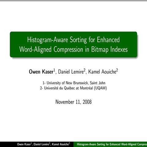 Histogram-Aware Sorting for Enhanced Word-Aligned Compression in Bitmap Indexes | PDF