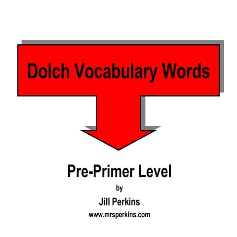 Dolch Preprimer Words | PPS