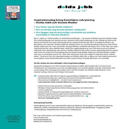 Dolda Jobb.Inspirationsdag | PDF