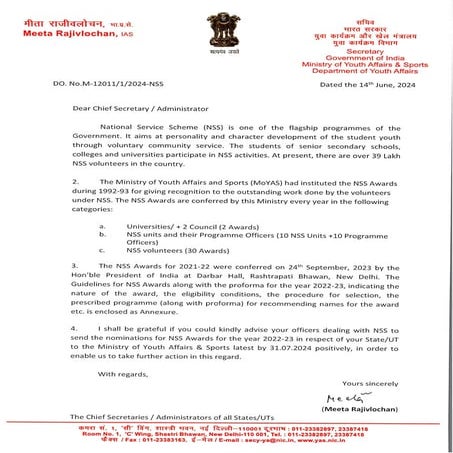 DO Letter with Guidelines NSS awards ... | PDF