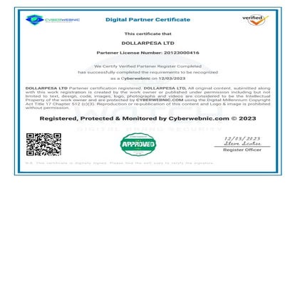Dollarpesa - Cyberwebnic Partner copyright certificate.pdf