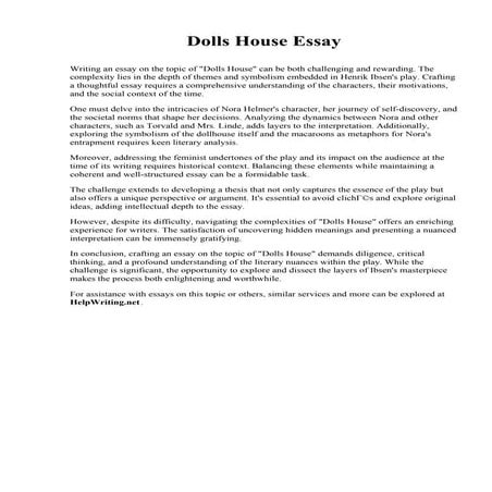 A Dolls House Essay | PDF