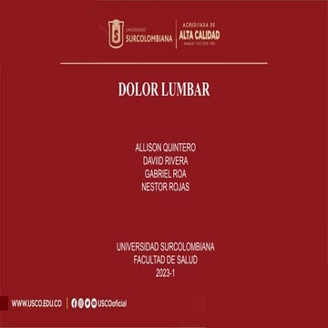 DOLOR LUMBAR | PPT