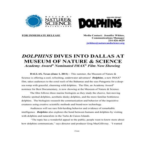 IMAX Film Dolphins Opens | DOC