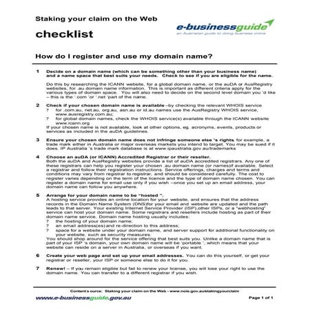 Domain name registration checklist | PDF