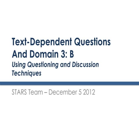 Domain 3 and text dependent questions dec 5 | PDF