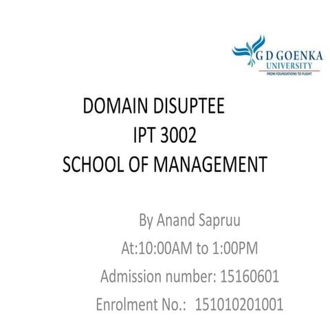 Domain dispute 2018 ipt3002 | PPT