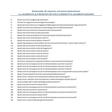 Domande su alimentazione | DOCX