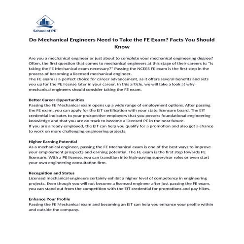Do Mechanical Engineers Need to Take the FE Exam Facts You Should Know ...