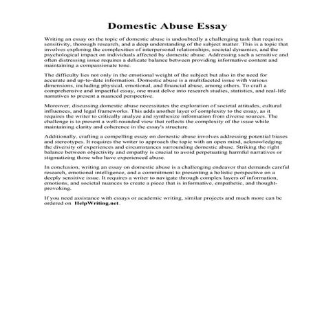 Domestic Abuse Essay | PDF