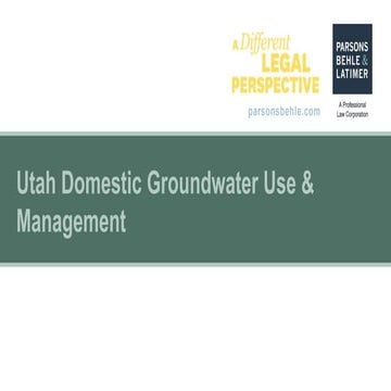 Utah Domestic Groundwater Use & Management | PPTX