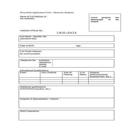 EIE Application for admission form | PDF