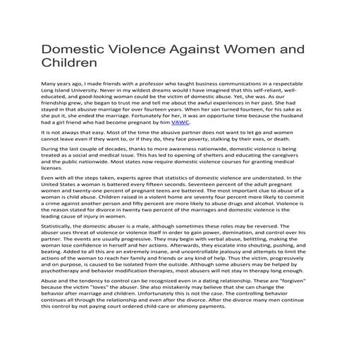 Domestic violence against women and children | PDF