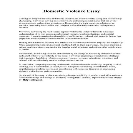 Domestic Violence Essay. Palomar College | PDF