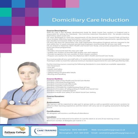 Domiciliary care induction course - care standards induction training ...