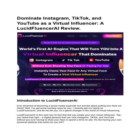 Dominate Instagram, TikTok, and YouTube as a Virtual Influencer_ A LucidFluencerAI Review.pdf