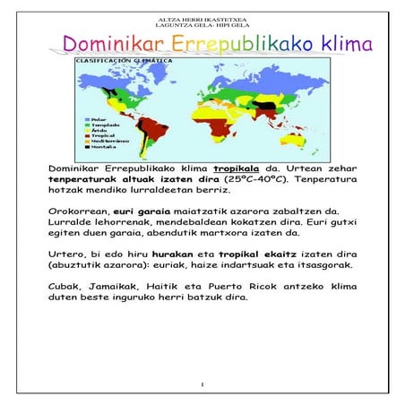 Dominikar Errepublikako klima. | PDF