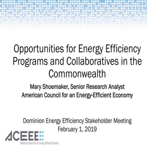 Dominion Energy Efficiency Collaborative Presentation | PPT