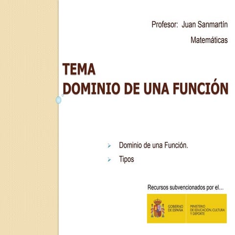 Tema Dominio de una Función | PPTX