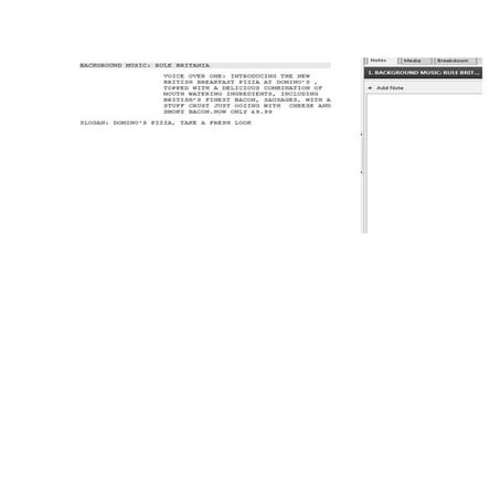 Dominos commercial first draft script | DOCX