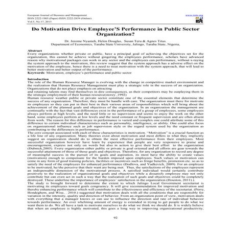 Do motivation drive employee’s performance in public sector ...