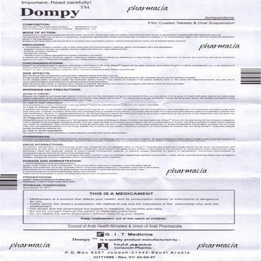 Dompy tablet & susp patient information leaflet | PDF | Digestive ...