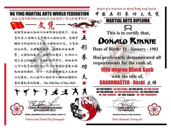 Lineage Donald Kinnie Martial Arts Five Animal Kung Fu Master | PPT
