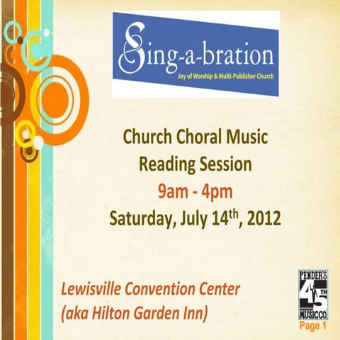 Sing-a-bration 2012: Joy of Worship & Multi-Pub Sacred Choral Sheet ...