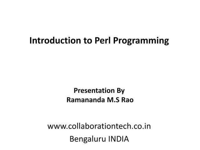 Introduction To Perl Programming Ppt