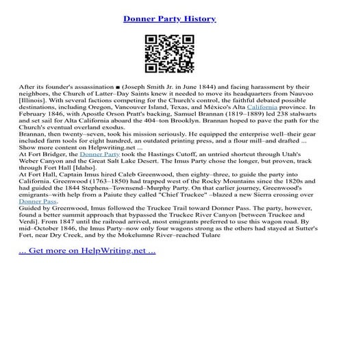 Donner Party History | PDF