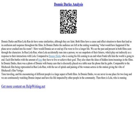 Donnie Darko Analysis | PDF