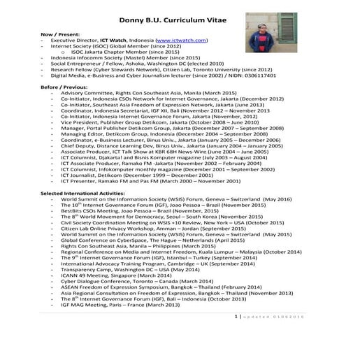 Donny B.U. Brief Curriculum Vitae | PDF