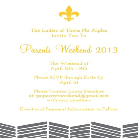 Theta Phi Alpha Parent's Weekend Invitation | PDF | Food & Drink