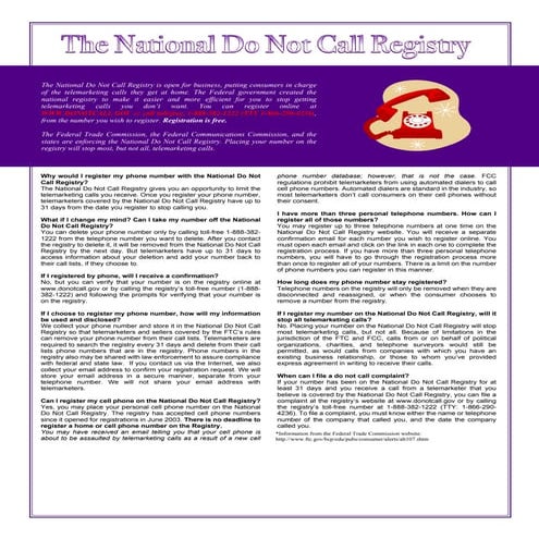 Do not call list | PDF