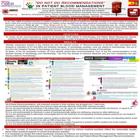 Recommendations "DO NOT DO" in Patient Blood Management. Firenze ...