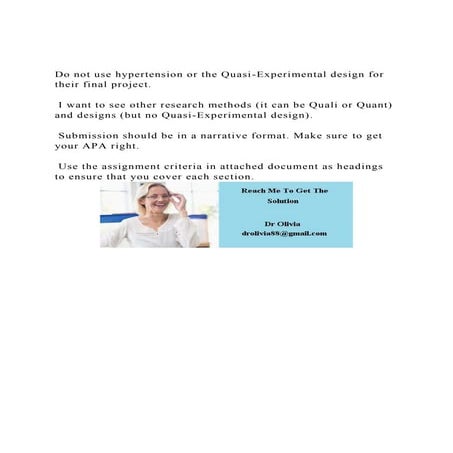 Do not use hypertension or the Quasi-Experimental design for the.docx