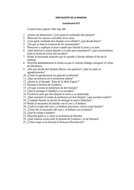 ACTIVIDADES SOBRE DON QUIJOTE DE LA MANCHA | PDF