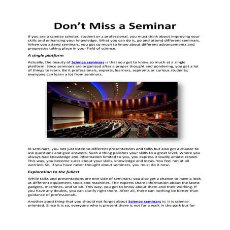 Don’t miss a seminar | PDF | Internet for Beginners | Internet
